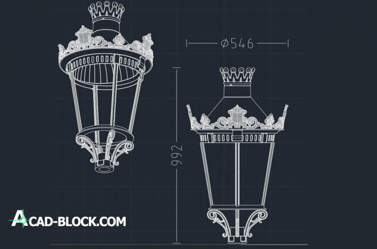 CAD Street lighting Lantern – Perspective DWG - Free CAD Blocks