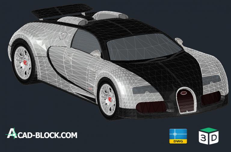 CAD Bugatti Veyron 3D DWG - Free 3D CAD Blocks
