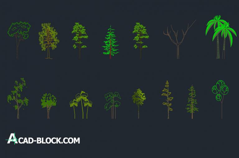 Tree CAD Blocks Free library - CAD blocks of trees and plants download