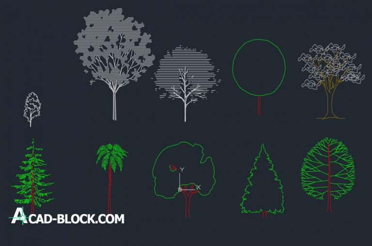 Tree CAD Blocks Free library - CAD blocks of trees and plants download