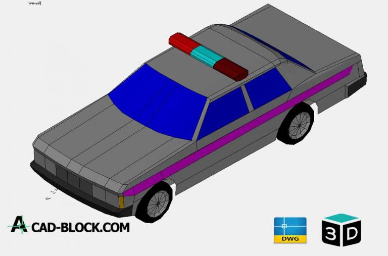 CAD Police Car 3D DWG - Free CAD Blocks