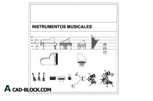 CAD Blocks of musical instruments DWG - Free CAD Blocks
