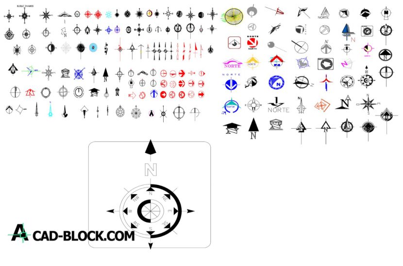 CAD North simbolos DWG Drawing download - Free CAD Blocks