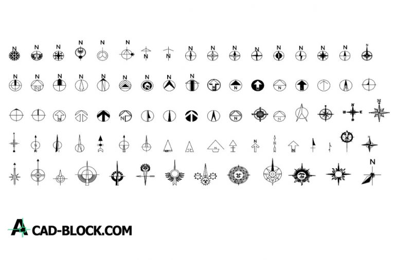 CAD North symbols DWG Drawing download - Free Blocks in Autocad