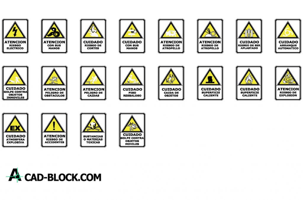 Signage safety and health DWG Drawing - Free CAD Blocks