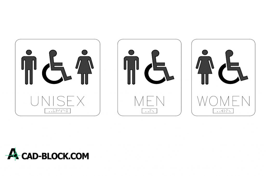 Signs for bath DWG Drawing in Autocad - Free CAD Blocks