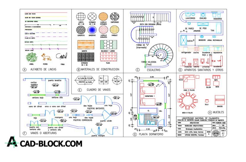 Symbols used in architecture and engineering DWG - Free CAD